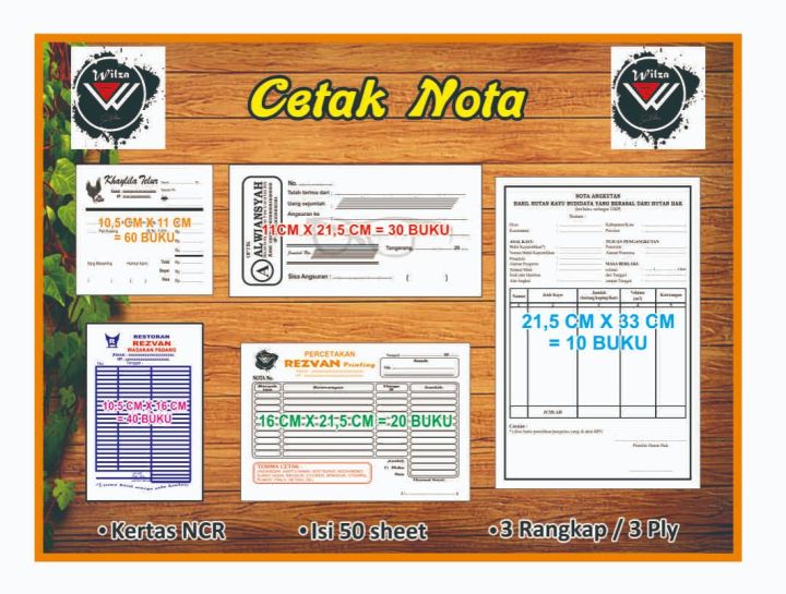 CETAK NOTA - 1 RIM 3 PLY - 3 RANGKAP ( Custom ) / NCR INVOICE Bon Surat ...