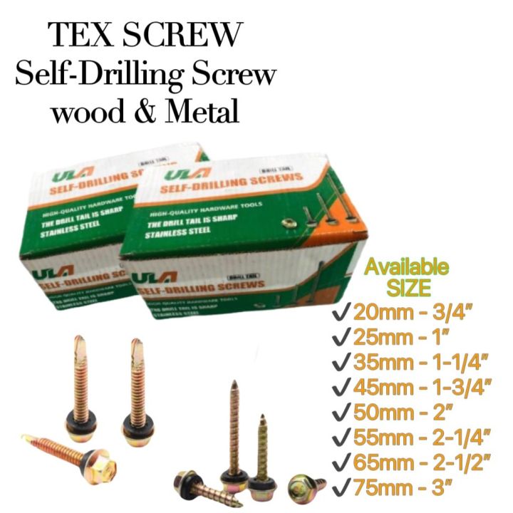 Tex Screw for WOOD & METAL 1" 1-1/2" 2" 2-1/2" 3" (PER BOX) | Lazada PH