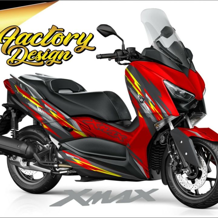 Decal Yamaha XMAX Full Body variasi merah grafis kuning abu | Lazada ...