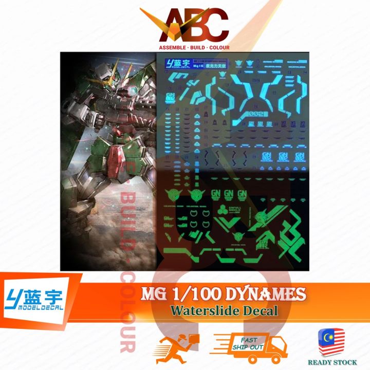 [LanYu] Waterslide Decal - MG 1/100 Dynames (Luminous + Fluorescent) GN ...