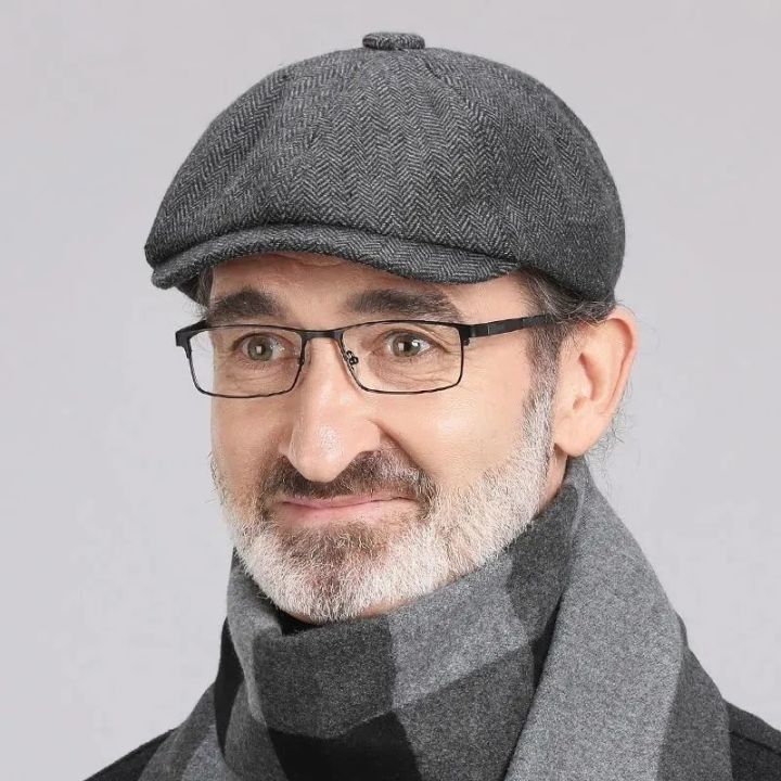 Men's Beret Pointed Hat Mixed Stripe Gentleman's Newspaper Cap Unisex ...