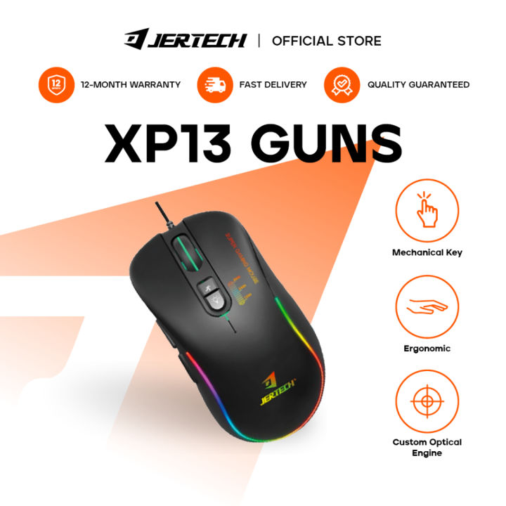 Jertech XP13 Guns 6 Keys Wired Super Gaming Mouse - Black (with LED ...