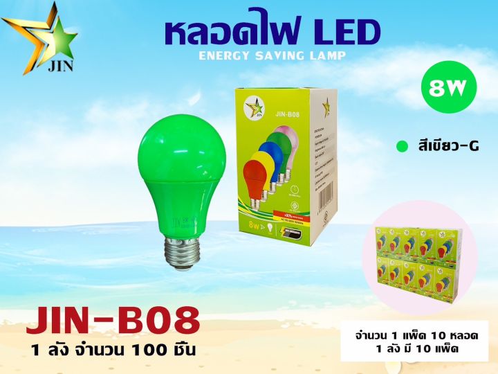 หลอดไฟ LED 8W (JIN-B08) มีให้เลือกหลายสี | Lazada.co.th