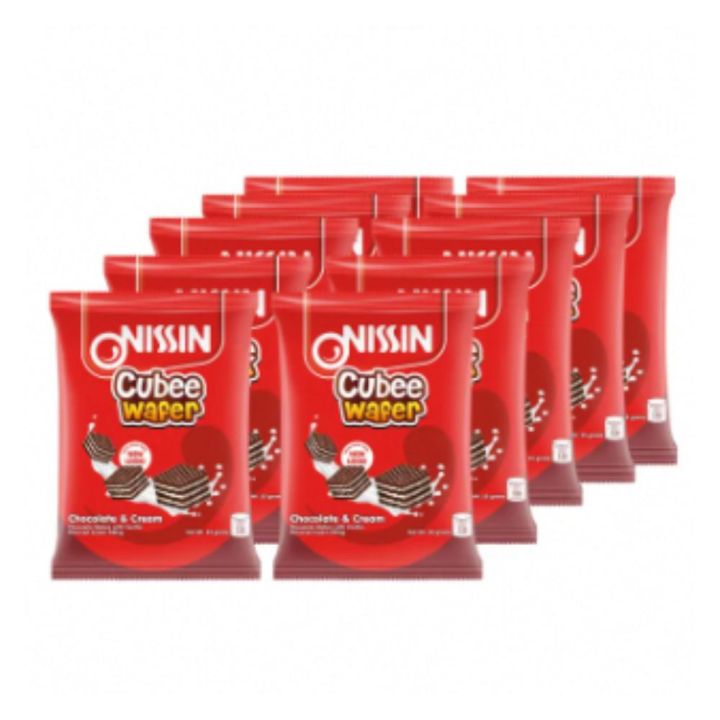Nissin Cubee Wafer Chocolate & Cream 25g - Pack of 10 | Lazada PH