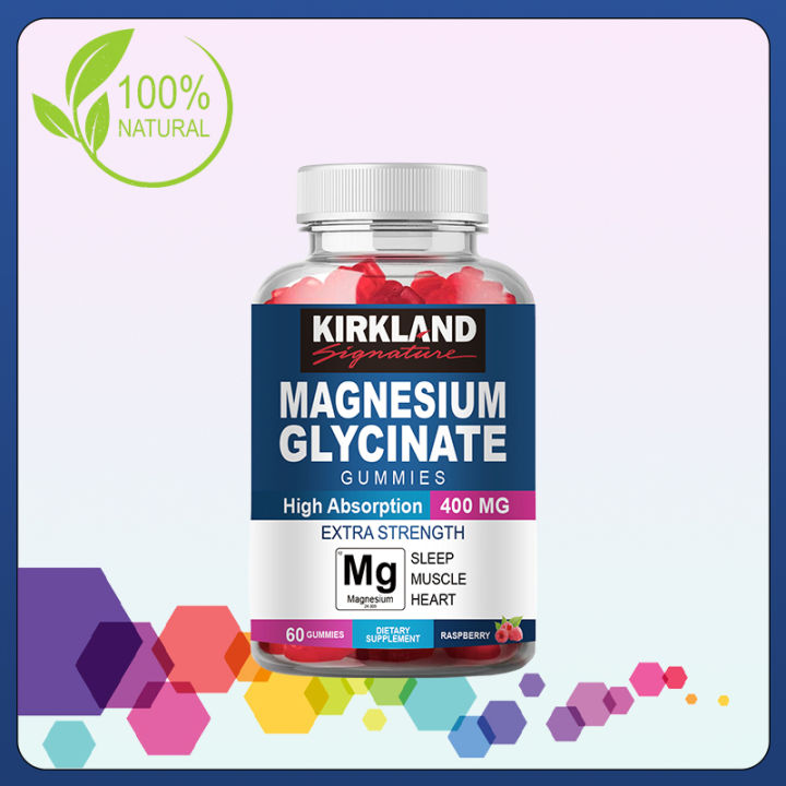 KIRK-LAND Magnesium Glycinate Gummies 400mg, High Absorption Magnesium ...