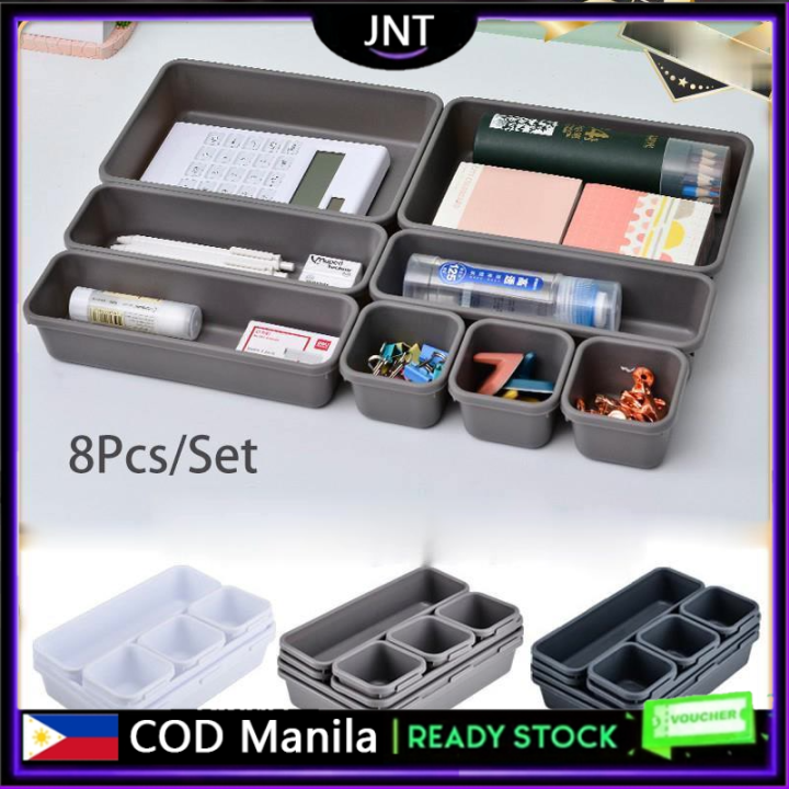 8pcs Plastic Multifunction Organizer Box Trays Home Office Storage ...