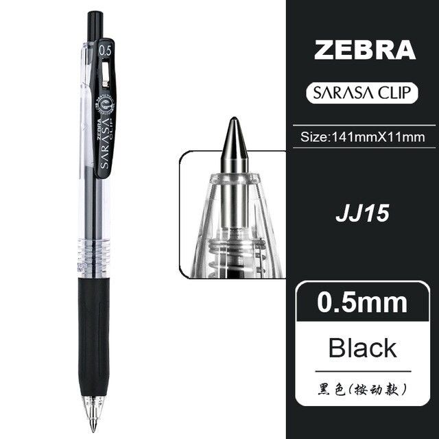 Sarasa Clip ปากกาเจล Zebra JJ15 ขนาดหัว 0.5 MM สีมาตรฐาน ครบ 3สี ...