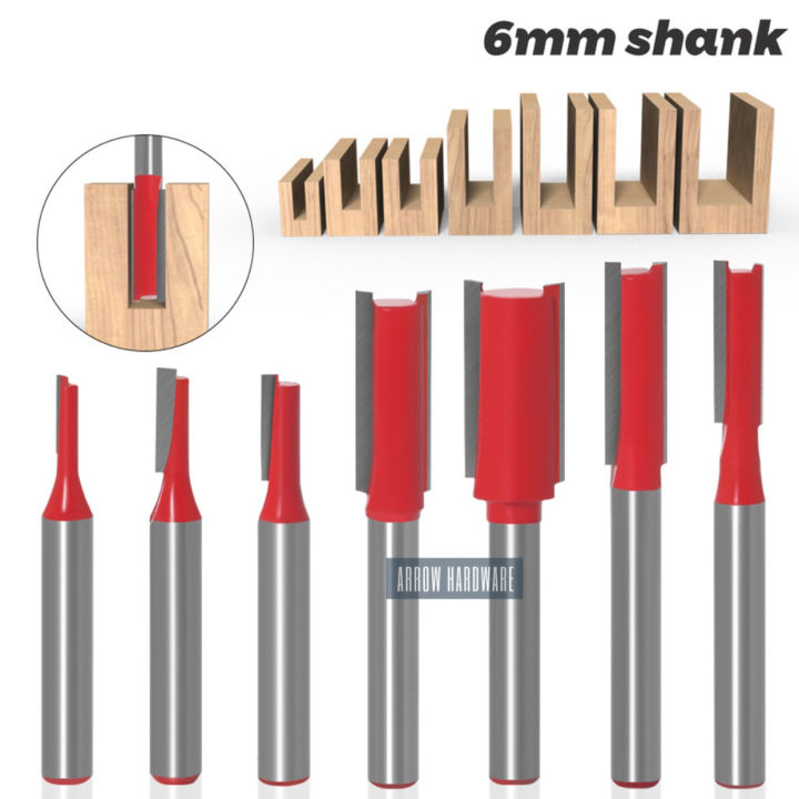 7PCS 1/4" Shank Straight Cut Router Bit Milling Flute Cutter Carbide ...