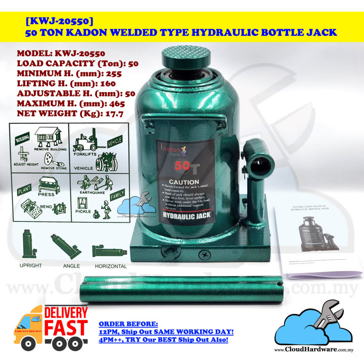 (KWJ-20550) 50 TON KADON WELDED TYPE HYDRAULIC BOTTLE JACK | Lazada