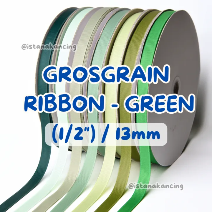 Pita Grosgrain Double Face 1/2' Inch / 13mm 1 METER Green Dua Sisi ...