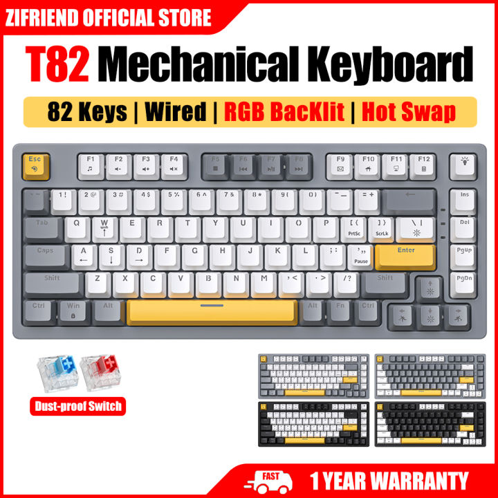 【จัดส่งภายใน 3 วัน】 T82 ZIFRIEND 82คีย์คีย์บอร์ดแบบกลไกมินิคีย์บอร์ดเล่นเกมแบบมีสาย75% แบ็คไลท์ ...