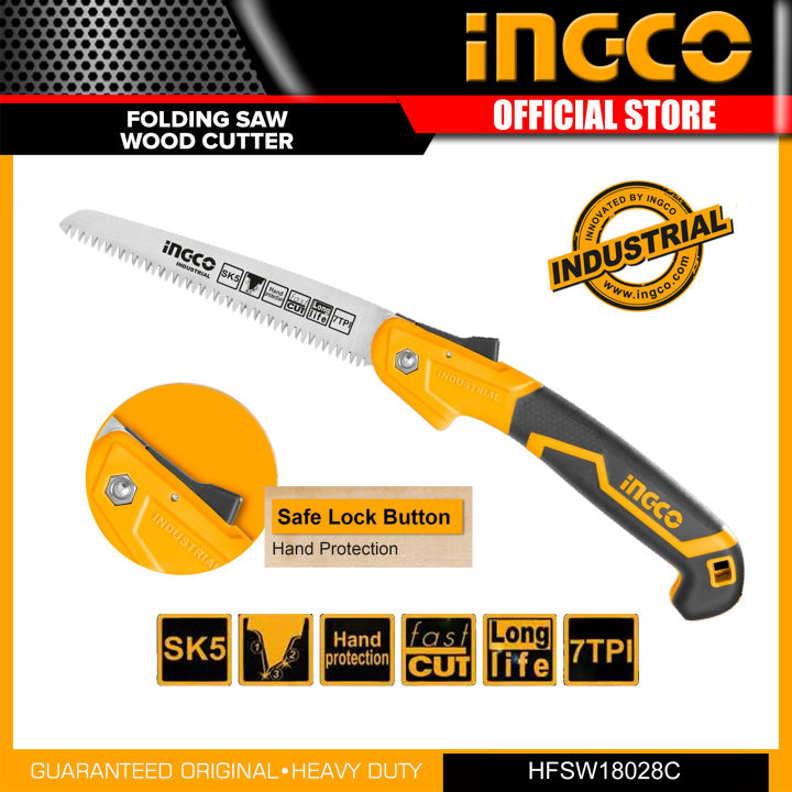INGCO Industrial Folding Pruning Saw Hand Pruner Wood Cutter 7" 7TPI ...
