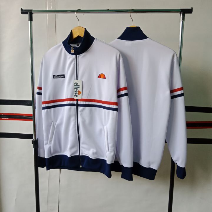 Jaket Cassual Tracktop putih plat Navy-Merah premium | Lazada Indonesia