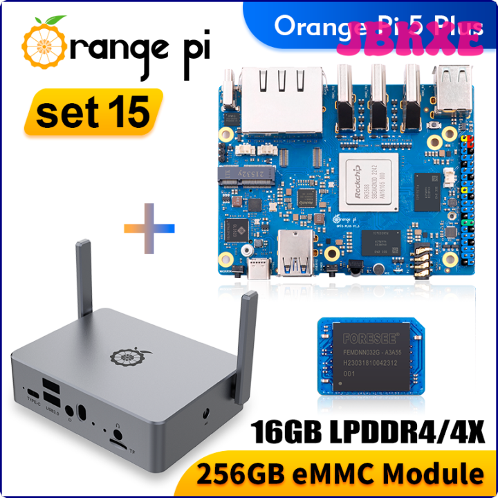 JBKXE Orange Pi 5 Plus 16GB RAM + 256GB Emmc Module + Case Single Board Computer RK3588 PCIE ...