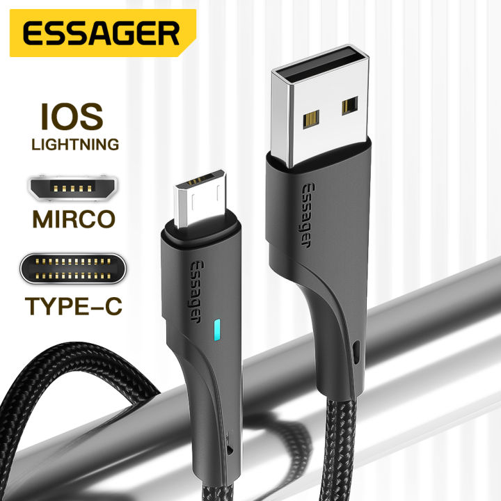 Essager LED 3A ชนิด USB C/micro/สาย iPhone สำหรับซัมซุงฮัวเหว่ยเสี่ยว ...