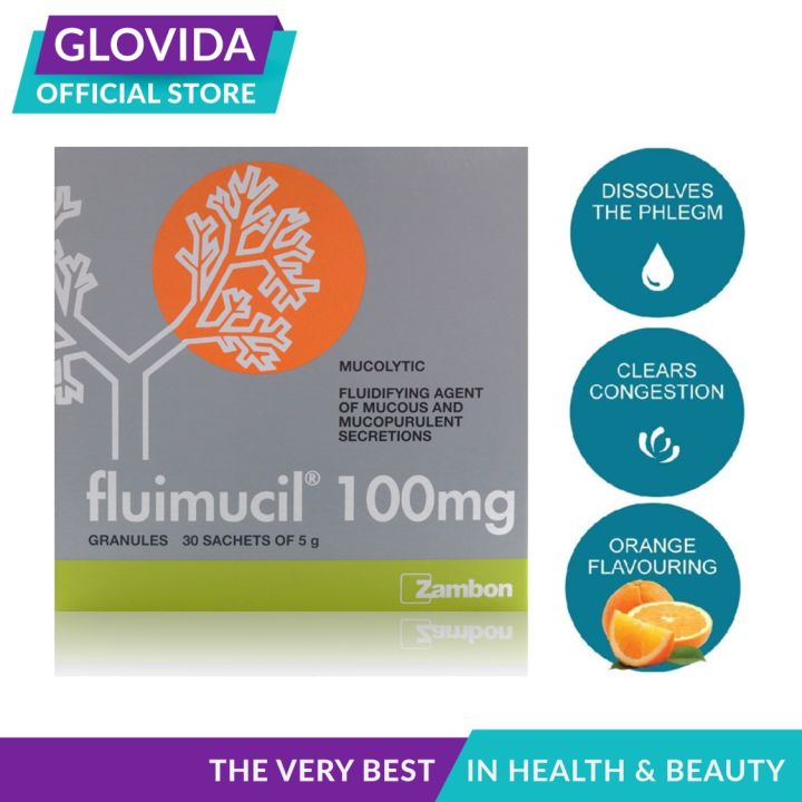 Fluimucil 100mg Effervescent Granules 30 Sachets | Exp: Oct-2026 ...