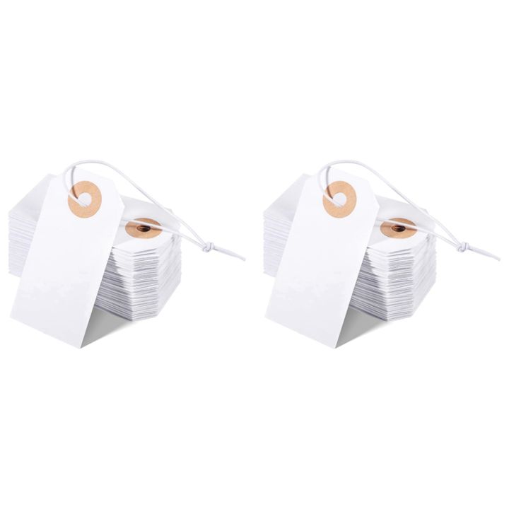 200 Pack Blank Tags with Elastic String Marking Hang Tags Attached ...