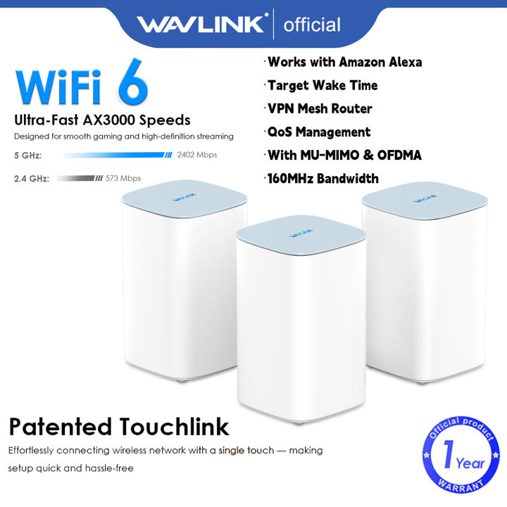 WAVLINK AX3000 WiFi6 Mesh System, Dual-Band Whole Home VPN Router ...