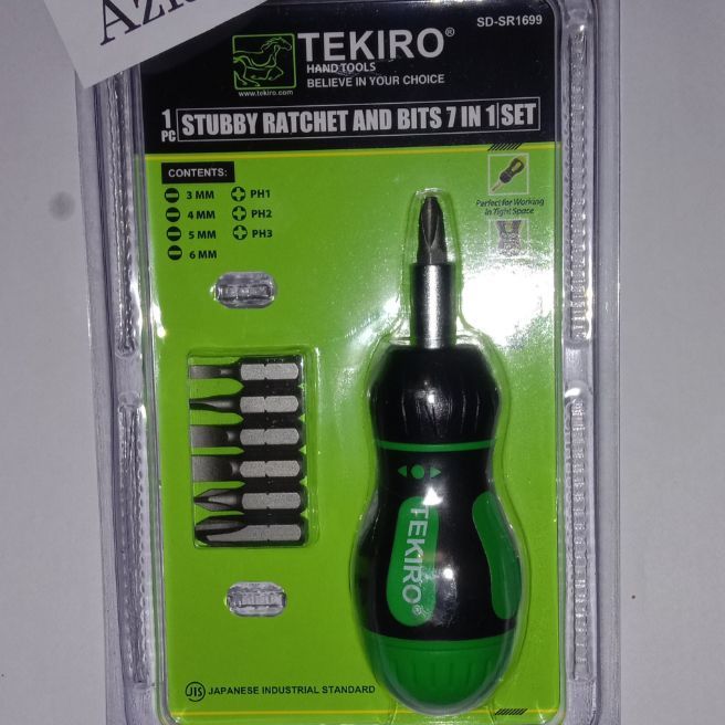 OBENG CEBOL STUBBY RATCHET SET 7 IN 1 TEKIRO / STUBBY RATCHET | Lazada ...