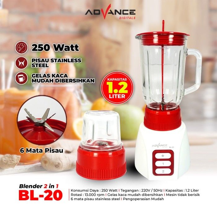 Advance BL 20 blander kaca/penggiling 2 in1 Terbaru 6 mata pisau ...