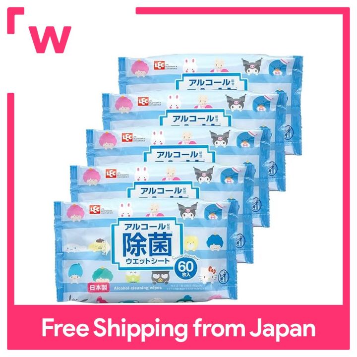 LEC Sanrio Alcohol Sterilizing Wet Sheets (60 Sheets x 5 Pack) Made in ...