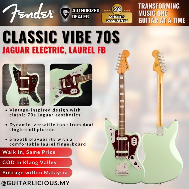 Squier Classic Vibe 70s Jaguar Electric Guitar, Laurel FB - Surf Green ...