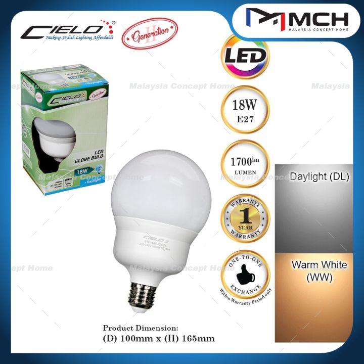 CIELO GEN2 18W E27 LED GLOBE BULB | Lazada