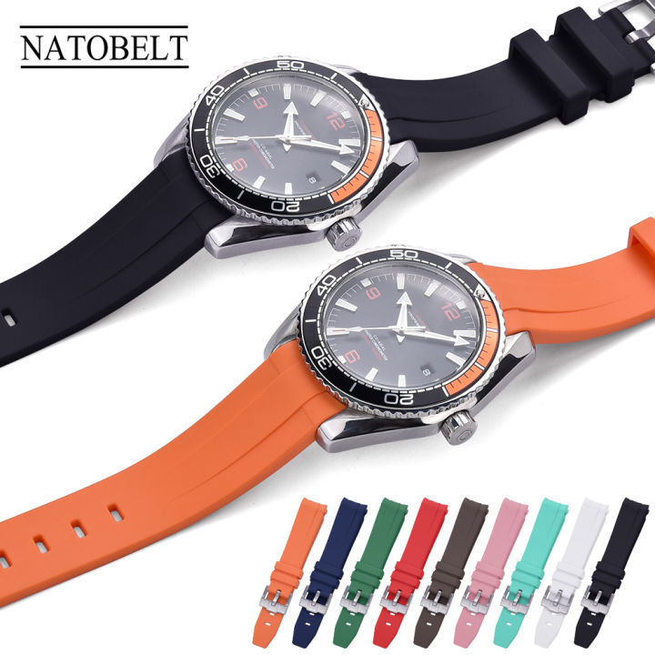 Curved End Rubber Strap 20mm Rubber Silicone TPU Watch Band Waterproof ...