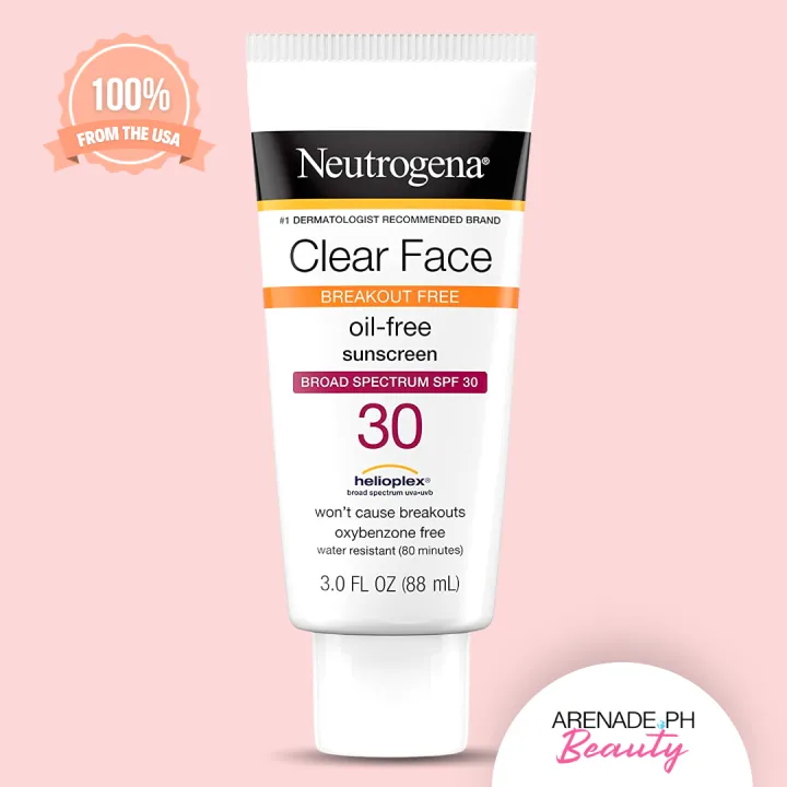 Neutrogena Clear Face Liquid Sunscreen for Acne-Prone Skin, Broad Spectrum SPF 30, 3 fl oz ...