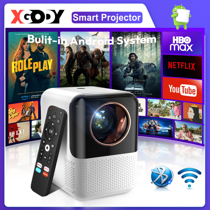 XGODY X10 Mini Portable Smart Projector Android TV 720P Support 4K 9000 ...