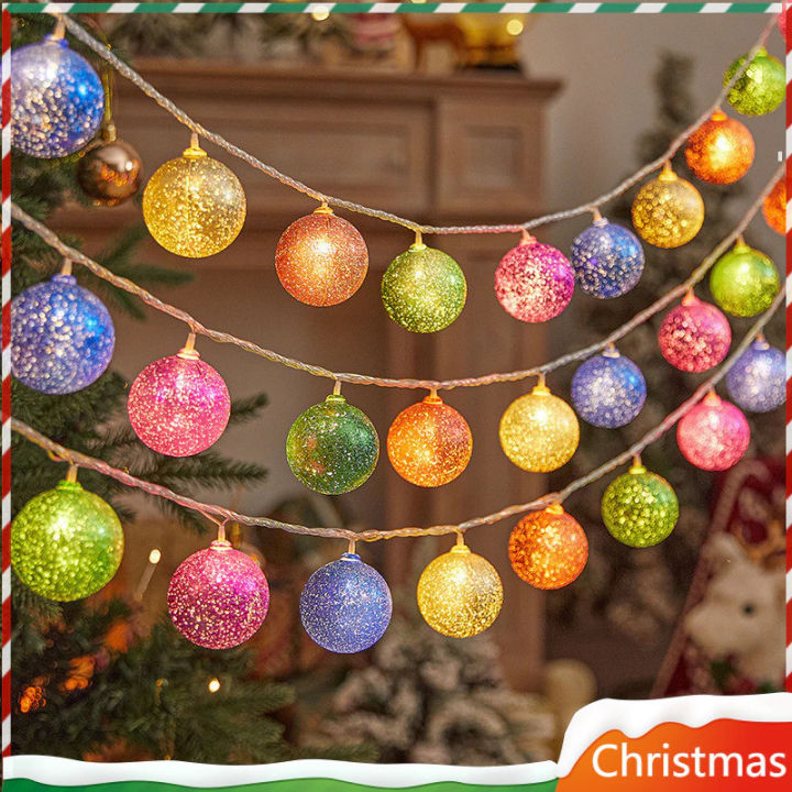 🎄🎅2.2M 20LEDS Colorful Christmas Ball String Lamp Star Pendant Light ...