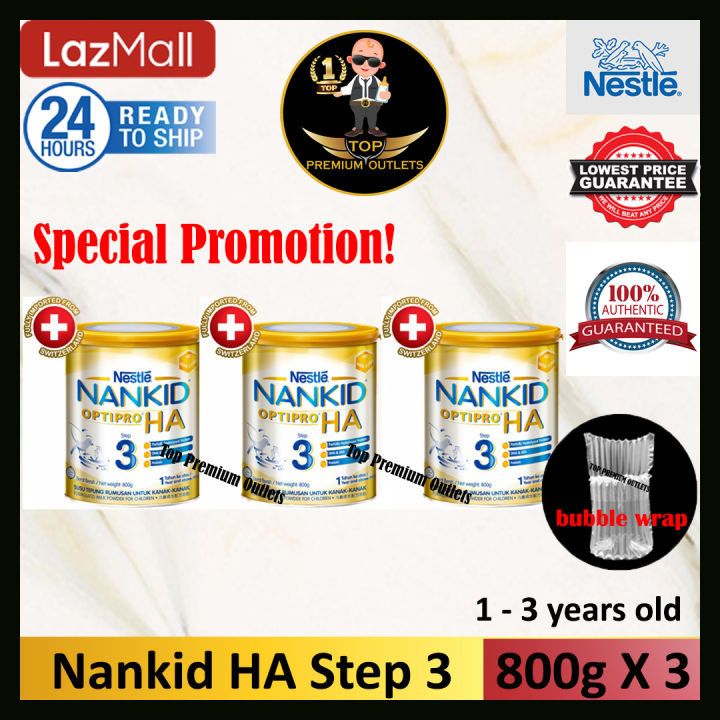 Nestle Nankid Optipro HA Step 3 Hypoallergenic (800g X 3) Exp: 08/2024 ...