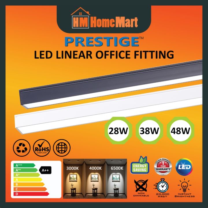 PRESTIGE Led Linear Office Fitting (Black/White) (1 Year Warranty) | Lazada