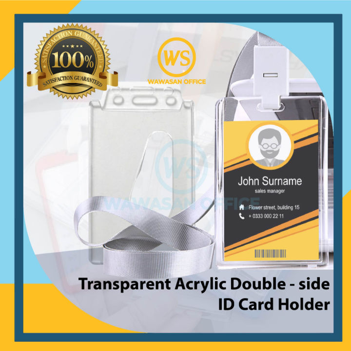 Acrylic Card Holder / ID Card Holder / Transparent Card Holder / Name ...