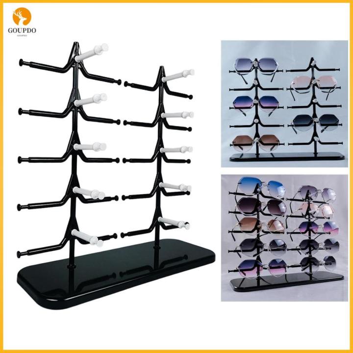 GOUPDO Displaying Space Saving Showcase Sunglass Holder Rack Wood ...