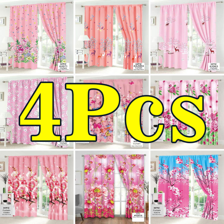 1/4/7pcs Pink Curtain Flower Fresh Kurtina for Window Home Decoration ...