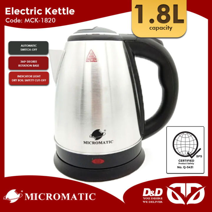 D&D | Micromatic MCK-1820 stainless steel Electric Kettle 1.8L | Lazada PH