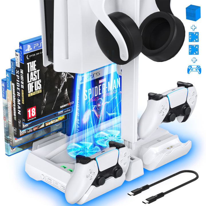 OIVO PS5 Cooling Station with Controller Charger and Headset Holder ...