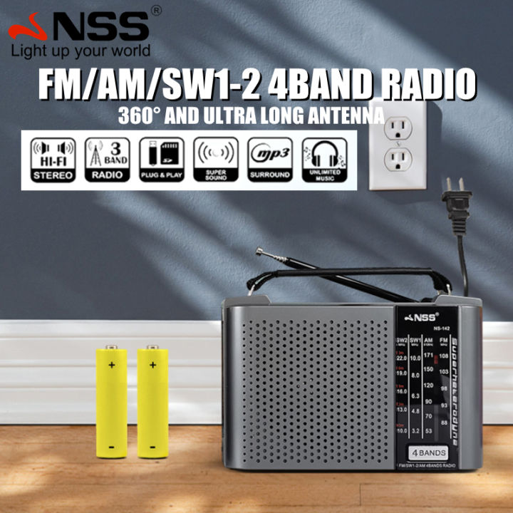 NSS - Radio FM/AM/SW1-2. Portable Radio 4Band AC/DC Mini Radio Long ...