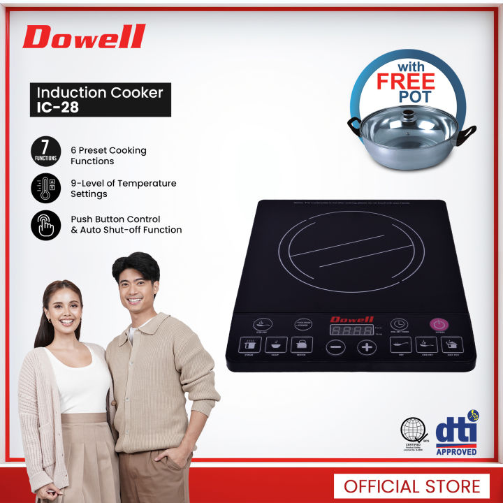 Dowell IC-28 Single Hob Induction Cooker 7 Cooking Functions Push ...