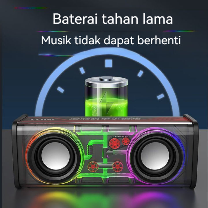 Mecha speaker bluetooth meriam baja kecil transparan audio portabel nirkabel 10w mecha subwoofer ...