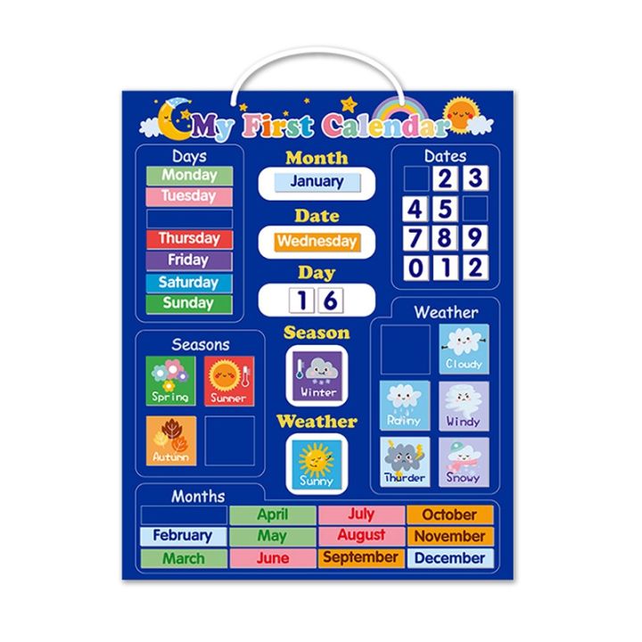 Kids Magnetic First Calendar Time Month Date Day Season Weather ...