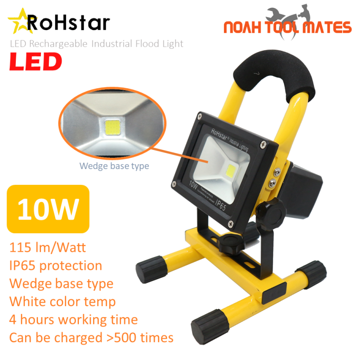 RoHstar 10W & 50W LED Rechargeable Portable Outdoor Standing White-color Wedge-base Mini ...
