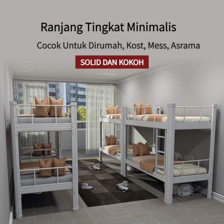 Furnibest Tempat Tidur Tingkat Ranjang Tingkat Besi Ranjang Susun