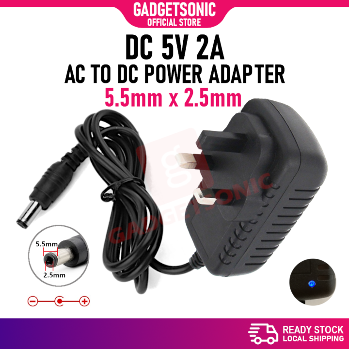 AC 240V To DC 5V 5.5mm x 2.5mm 2A 2000mA UK Plug Power Supply Adapter ...