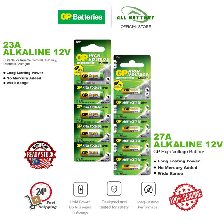 Genuine GP23A GP27A Super alkali bateri voltan tinggi 12V Remote kereta ...