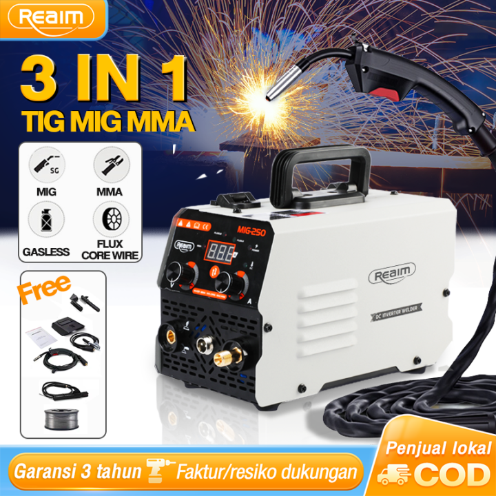 REAIM Mesin Las Inverter Mesin trafo las MIG-250 450 Watt Welding Machine Las Listrik Full Set ...