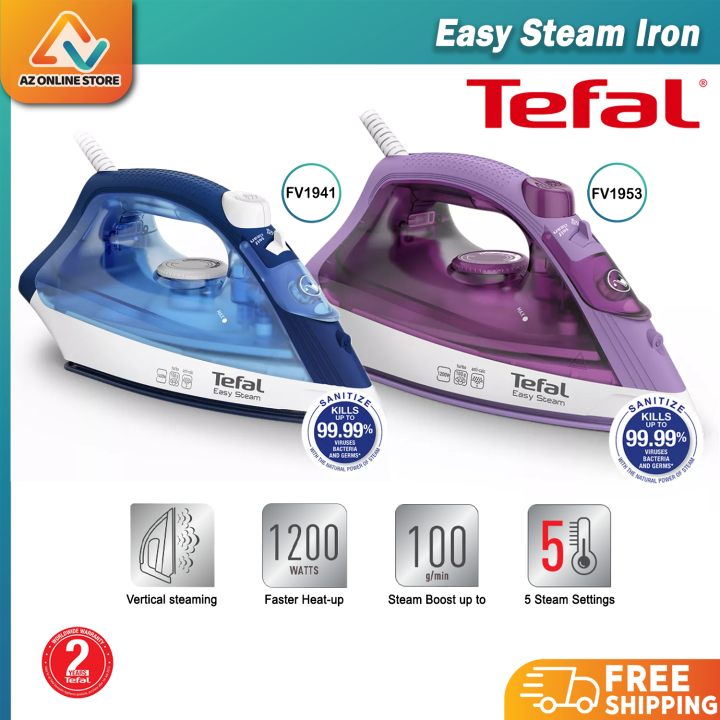[NEW] Tefal Easy Steam 1200W (FV1953) (FV1941) (Steam Iron/ Iron Baju ...