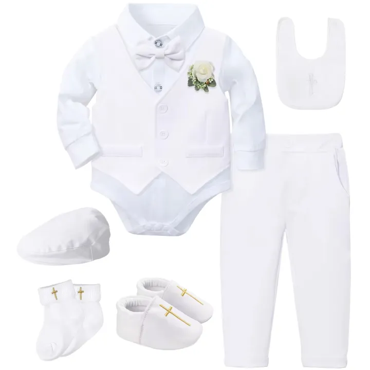 Baptism Outfit for Baby Boy Church Christening Suit Infant White ...