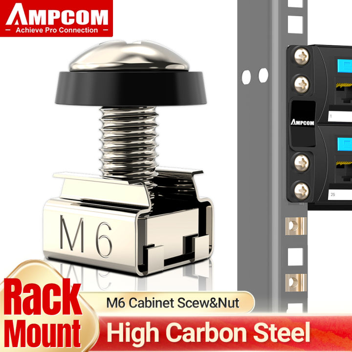 AMPCOM M6สกรูตู้,แร็คเมาท์กรงถั่ว,สกรูและเครื่องซักผ้าสำหรับแร็คเมาท์ ...